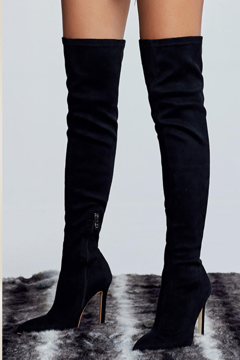 Black Over The Knee High Heel Boots - TGC Boutique