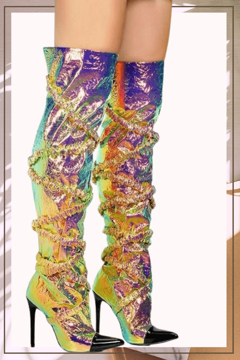 Dream Land Metallic Knee High Gold Boots - TGC Boutique