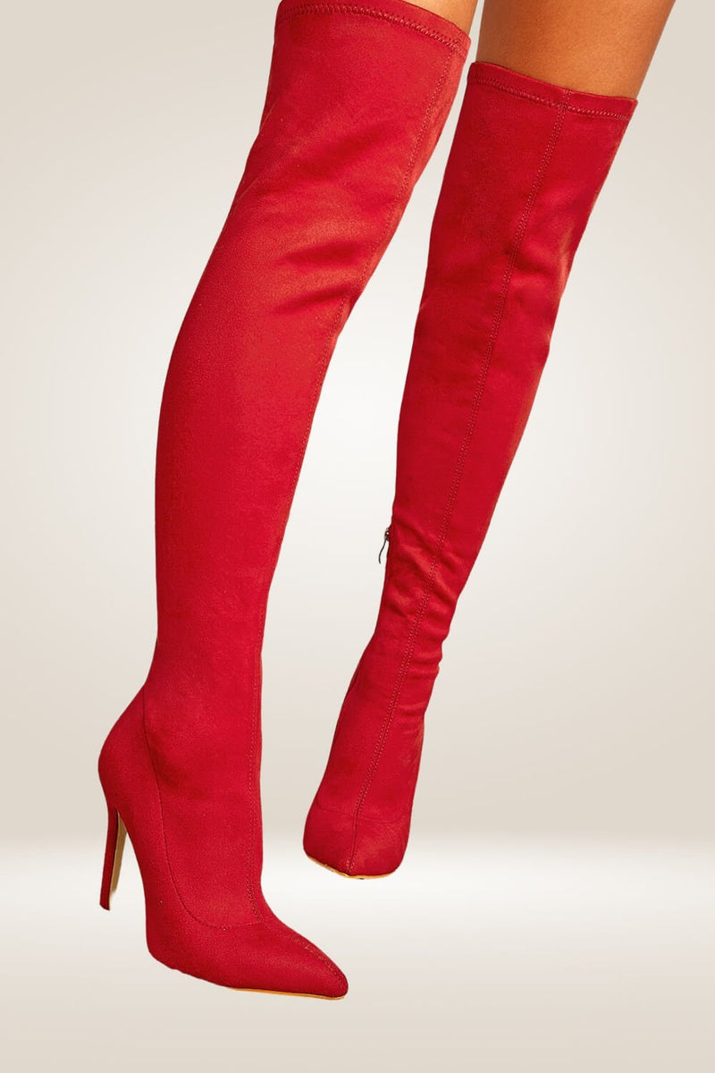 High Heel Red Over The Knee Boots - TGC Boutique