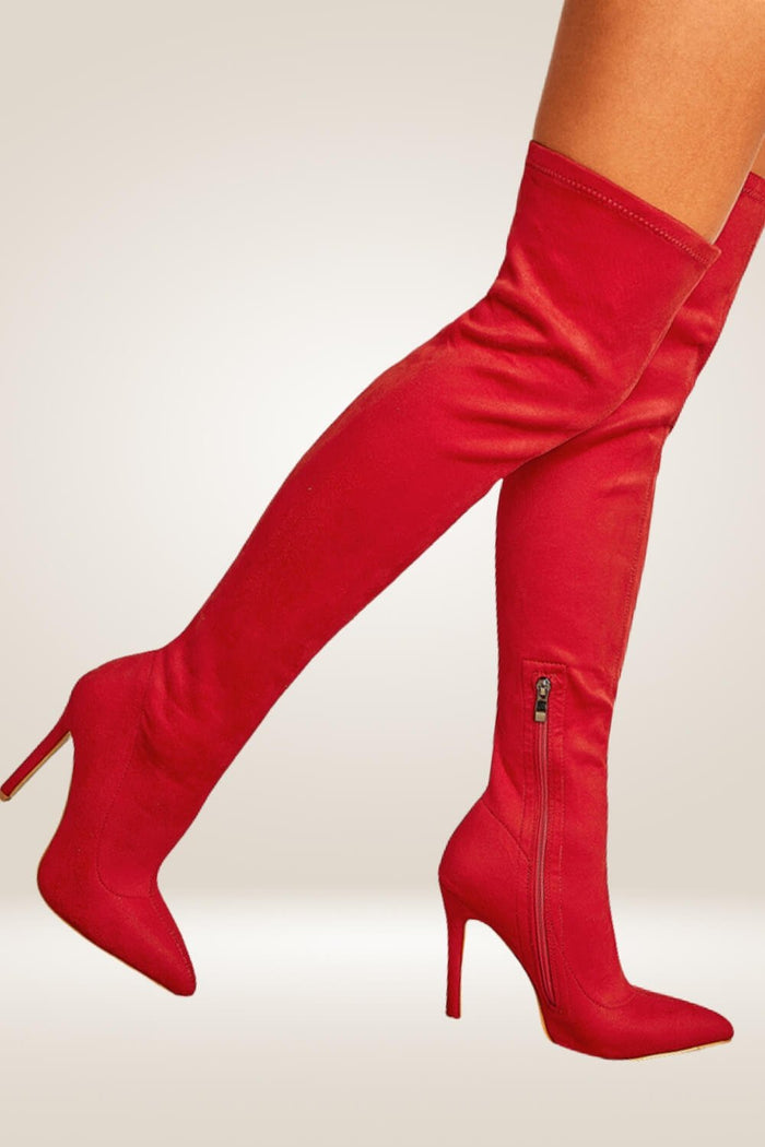 High Heel Red Over The Knee Boots - TGC Boutique