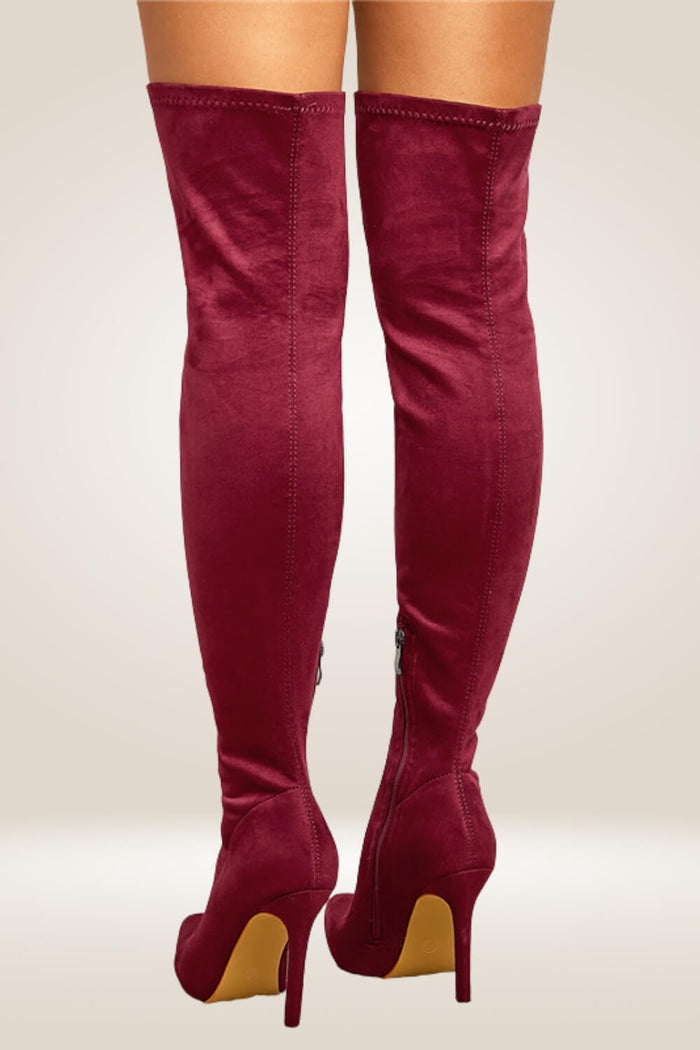 High Heel Wine Red Over The Knee Boots - TGC Boutique