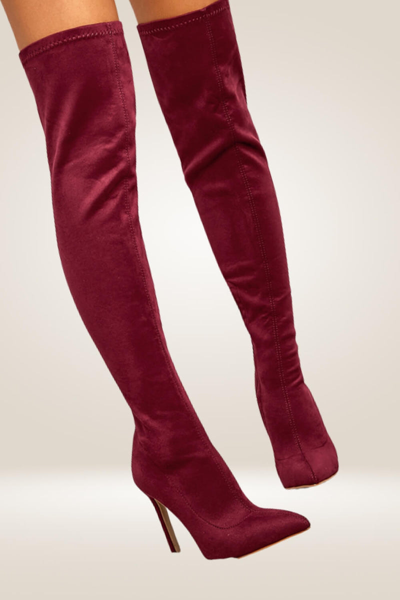 High Heel Wine Red Over The Knee Boots - TGC Boutique