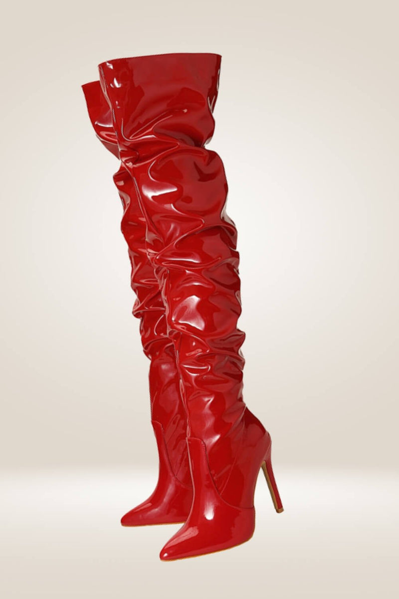 High Heels Red Over The Knee Boots - TGC Boutique