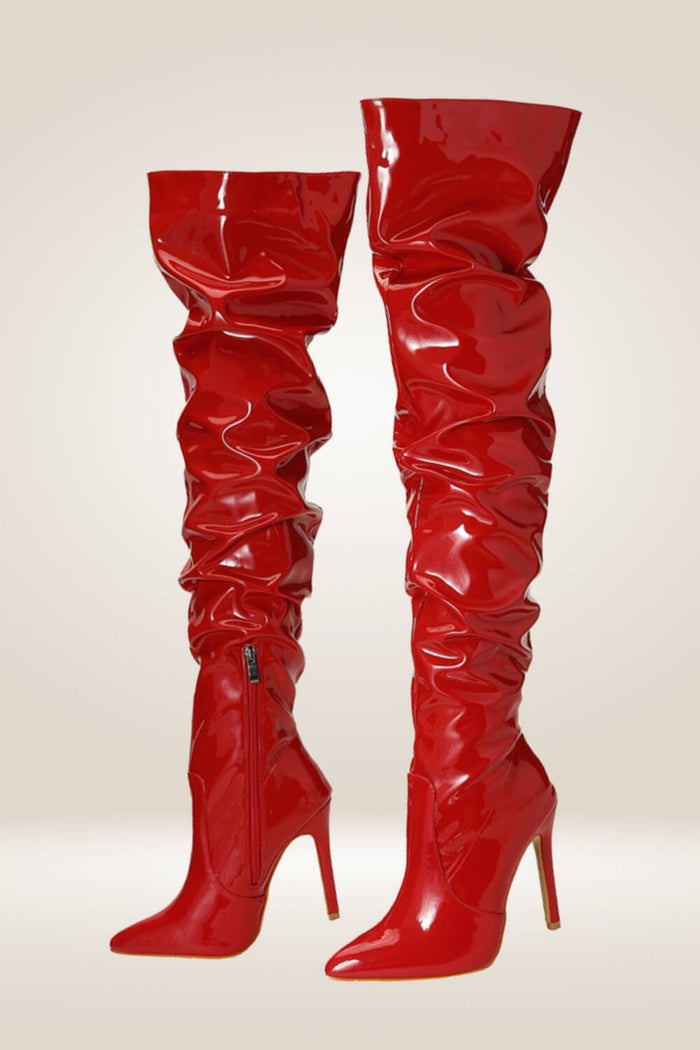 High Heels Red Over The Knee Boots - TGC Boutique