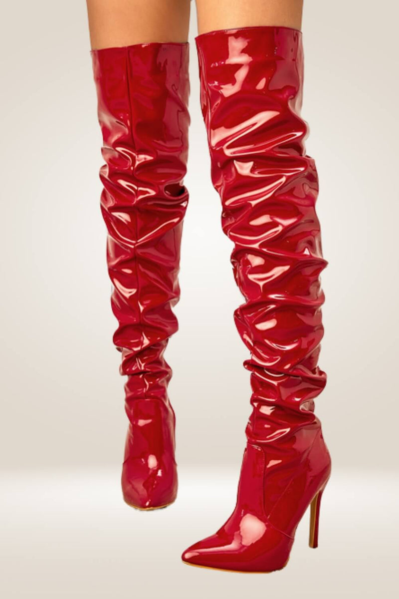 High Heels Red Over The Knee Boots - TGC Boutique