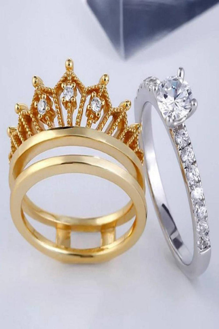 Princess Crown Engagement Rings Set - TGC Boutique