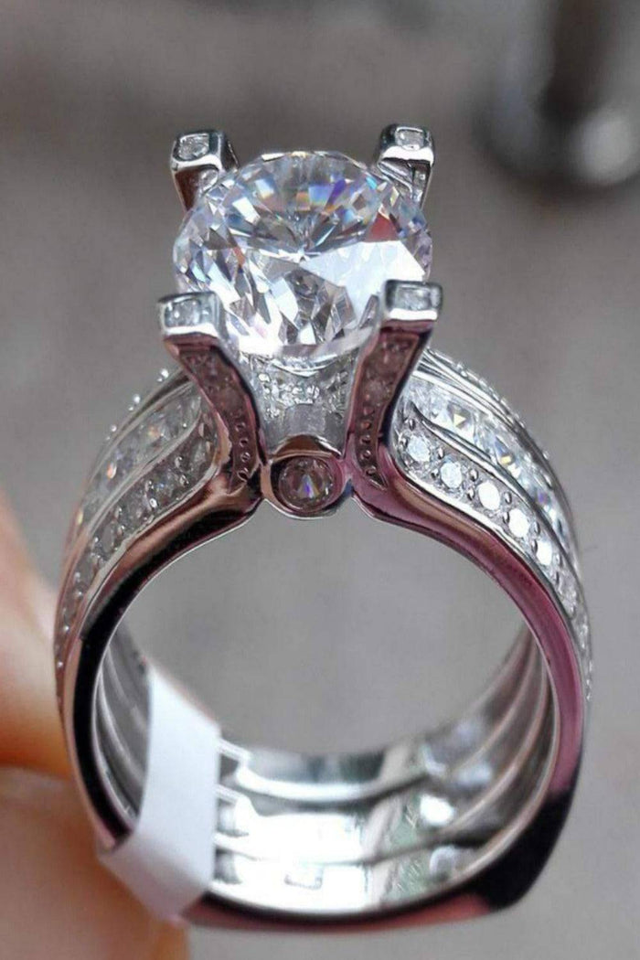 Square Cut Sterling Silver Wedding Ring Set - TGC Boutique