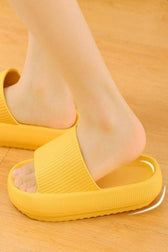 Thick Platform Comfy Yellow Rubber Slide Sandals - TGC Boutique