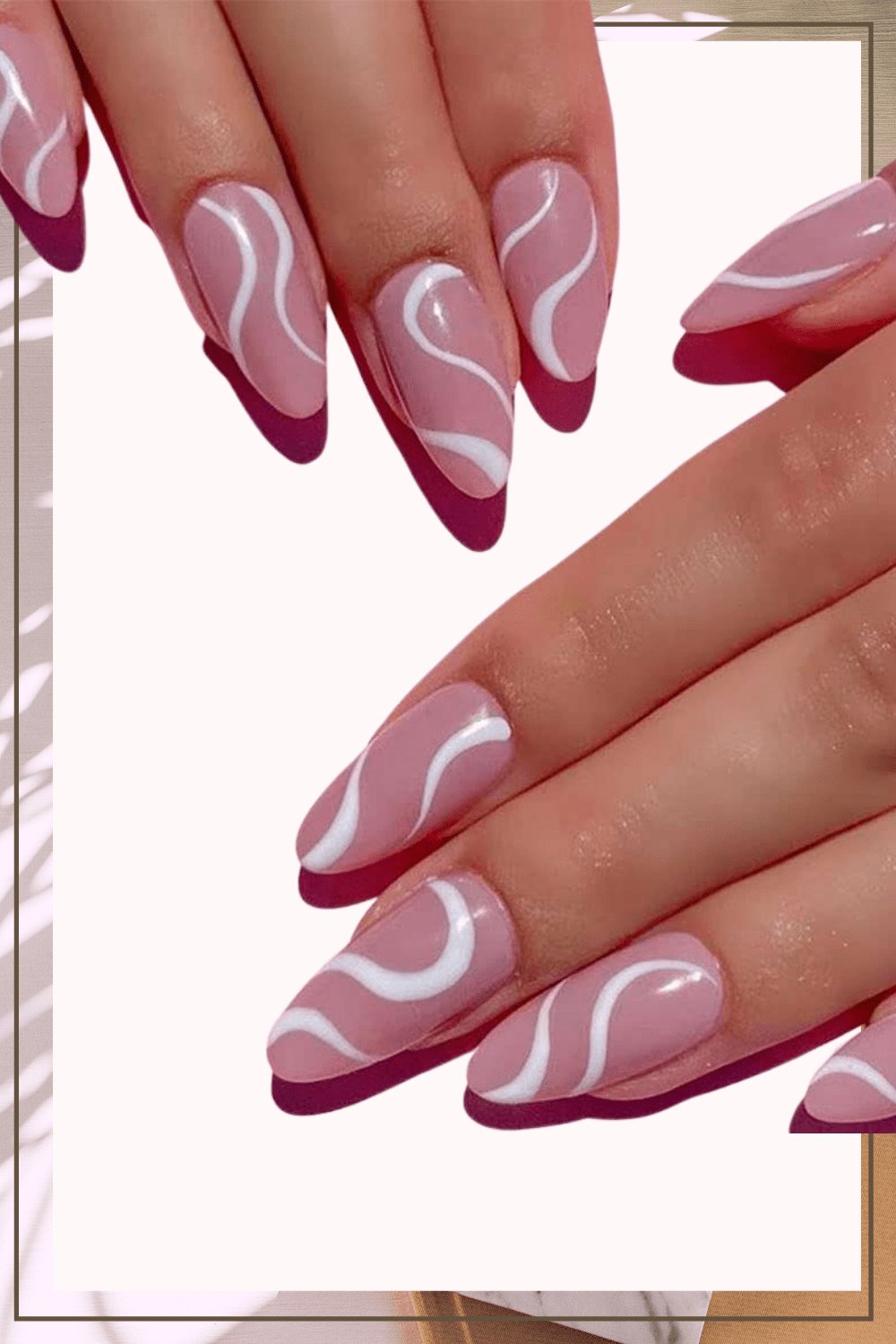 White French Tip Wave Swirl Press On Nails Kit - TGC Boutique
